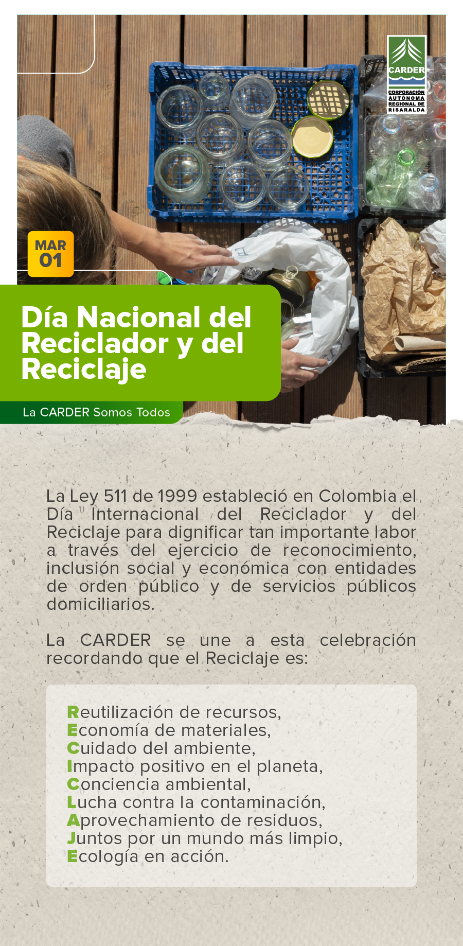 Día Nacional del Reciclador y del Reciclaje – CARDER